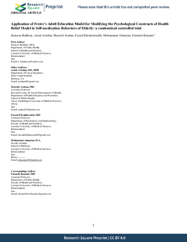 (PDF) Application of Freire’s Adult Education Model for Modifying the ...