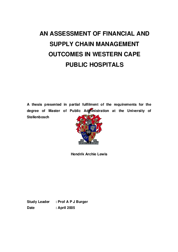 (PDF) An assessment of financial and supply chain management outcomes ...