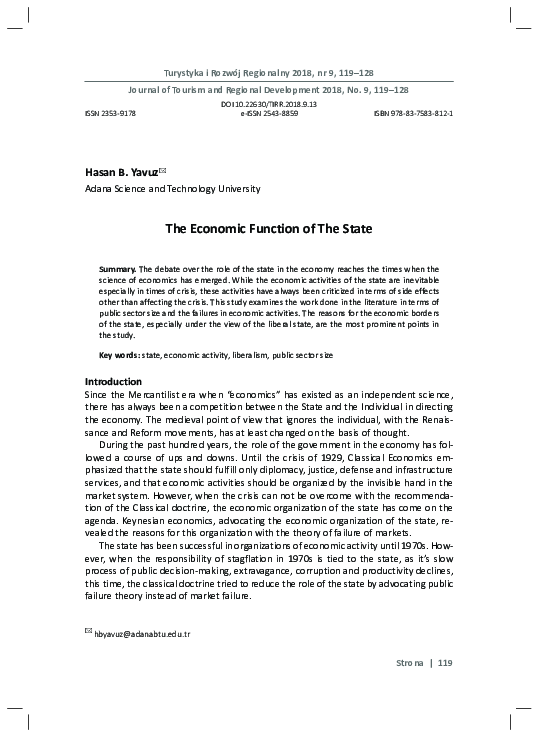 (PDF) The Economic Function of The State