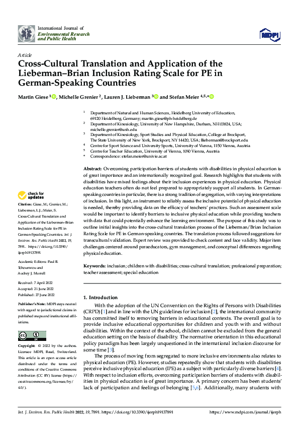 (PDF) Cross-Cultural Translation and Application of the Lieberman–Brian ...