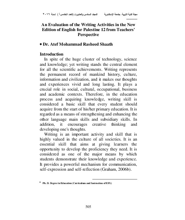 (PDF) An Evaluation of the Writing Activities in the New Edition of ...