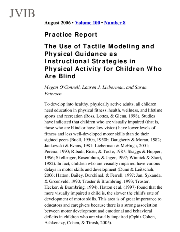 (PDF) The use of Tactile Modeling and Physical Guidance as ...