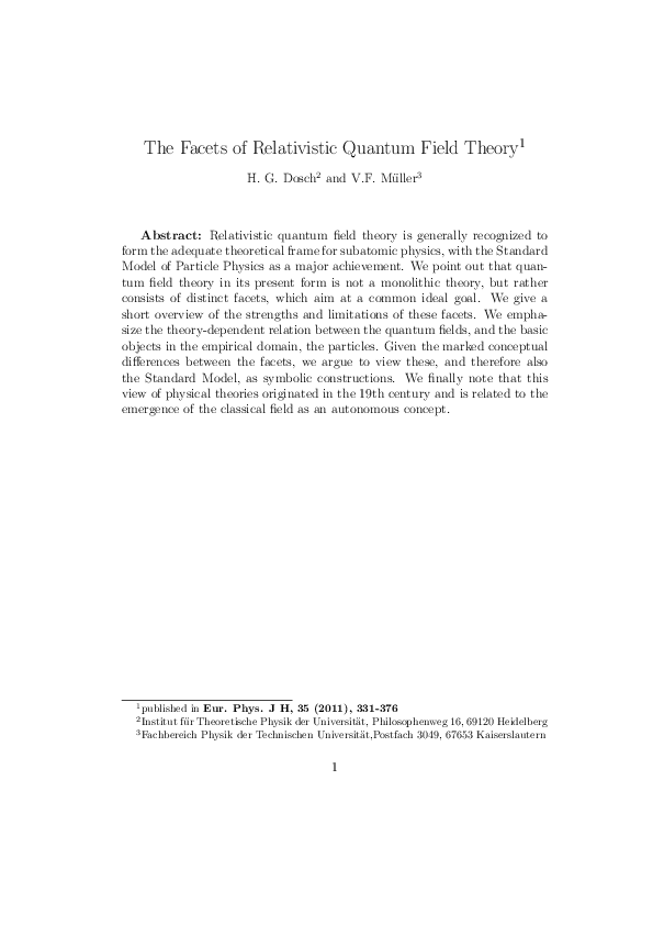 (PDF) The facets of relativistic quantum field theory