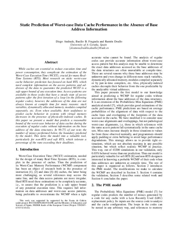 (PDF) Static Prediction of Worst-Case Data Cache Performance in the Absence of Base Address ...