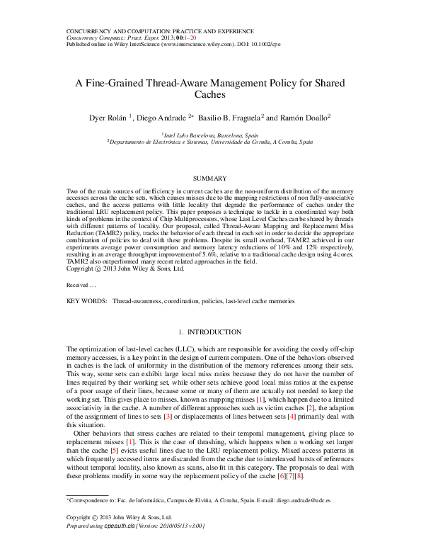 (PDF) A fine-grained thread-aware management policy for shared caches