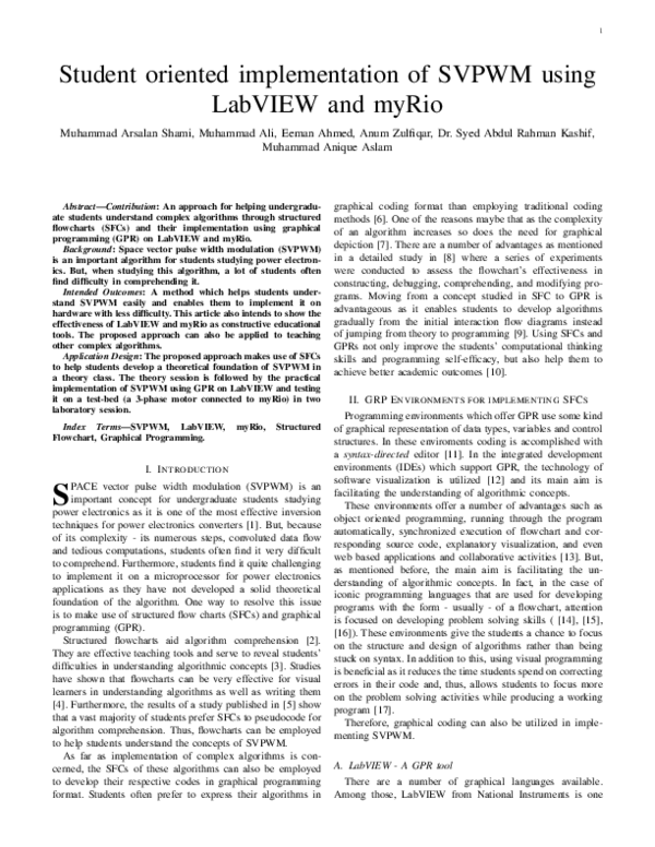 (PDF) Student oriented implementation of SVPWM using LabVIEW and myRio