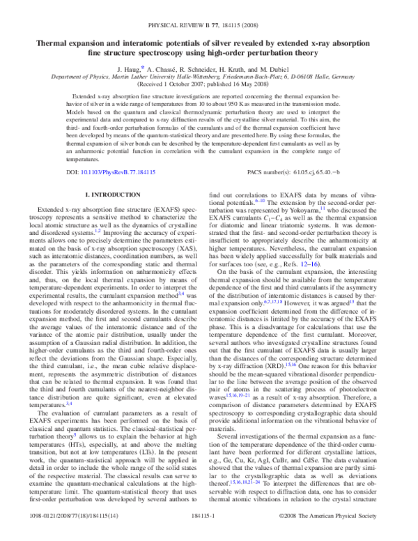 (PDF) Thermal expansion and interatomic potentials of silver revealed by extended x-ray ...