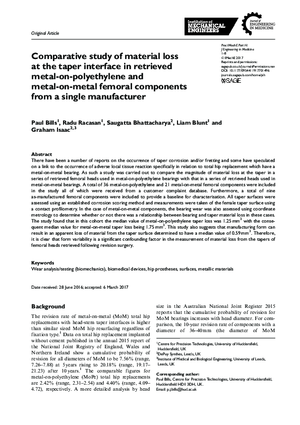 (PDF) Comparative study of material loss at the taper interface in ...