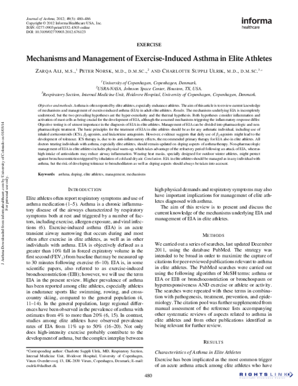 (PDF) Mechanisms and Management of Exercise-Induced Asthma in Elite ...