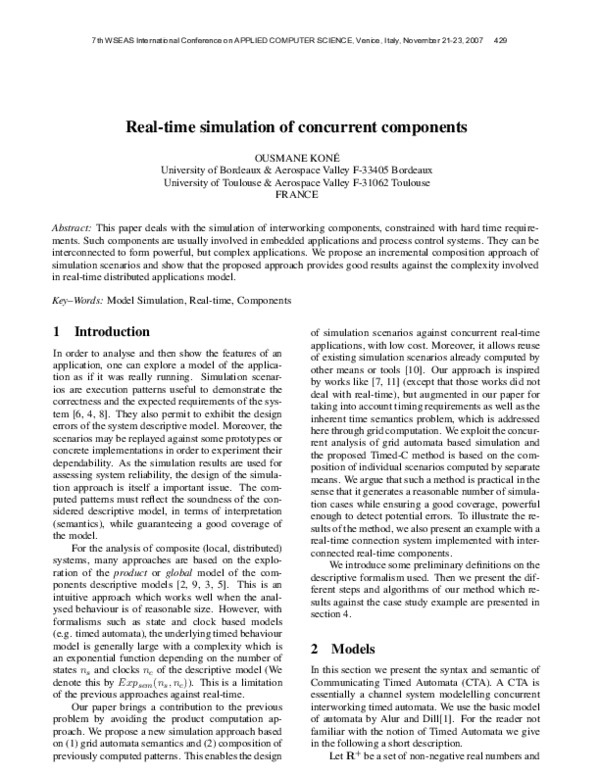 (PDF) Real-time simulation of concurrent components