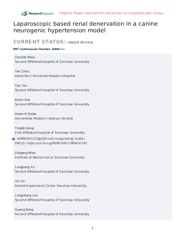 (PDF) Current Status of Renal Denervation in Hypertension