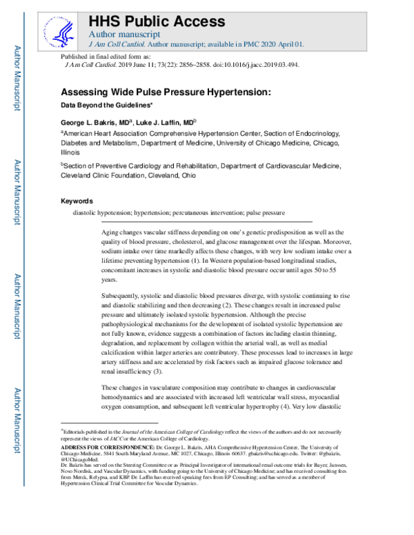 (PDF) Assessing Wide Pulse Pressure Hypertension | George Bakris ...