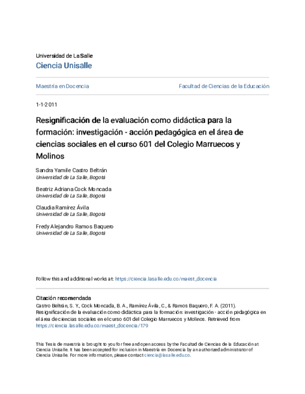 (PDF) Resignificacion De La Evaluacion Como Didactica Para La Formacion Investigacion Accion ...