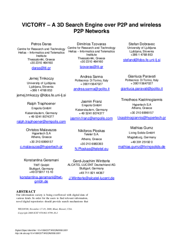 (PDF) VICTORY: a 3D search engine over P2P and wireless P2P networks