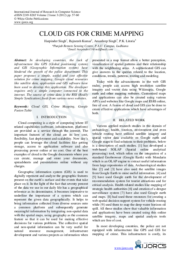 (PDF) Cloud GIS for Crime Mapping