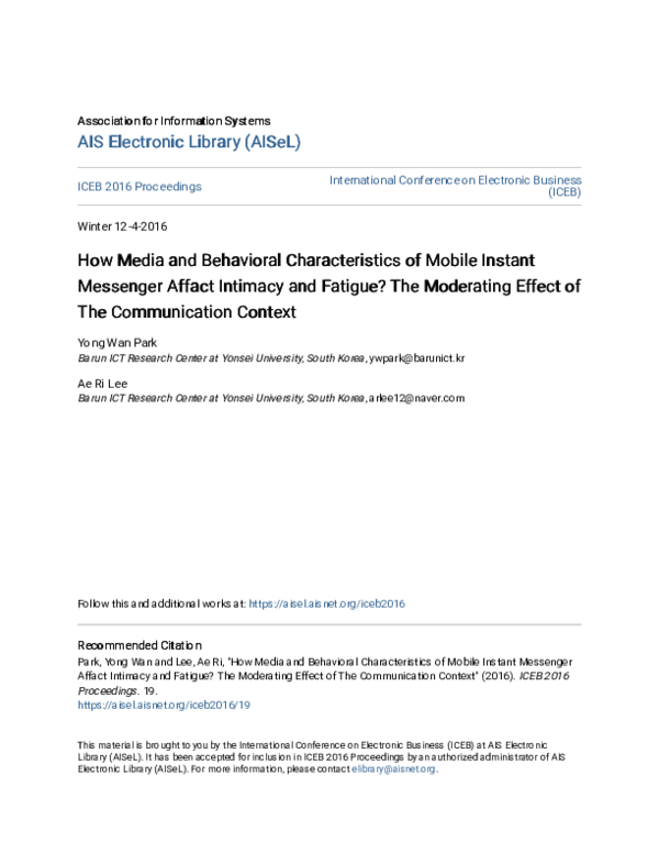 (PDF) How Media and Behavioral Characteristics of Mobile Instant ...