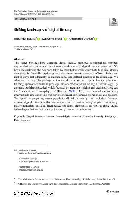 (PDF) Shifting landscapes of digital literacy