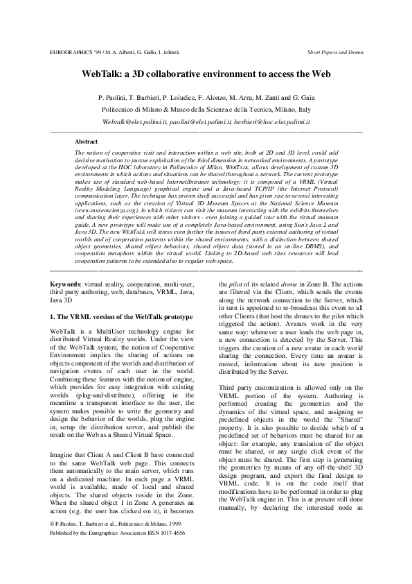 (PDF) WebTalk: a 3D collaborative environment to access the Web