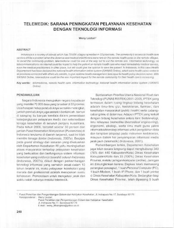 (PDF) Telemedik: Sarana Peningkatan Pelayanan Kesehatan Dengan ...