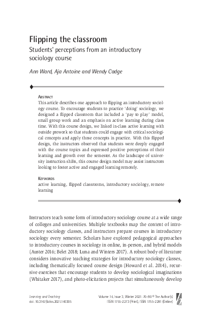 (PDF) Flipping the classroom