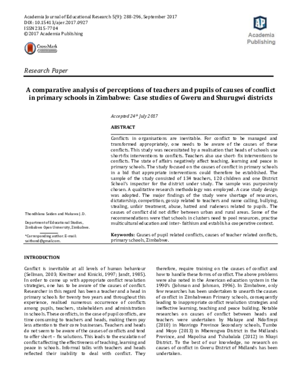 (PDF) A comparative analysis of perceptions of teachers and pupils of ...