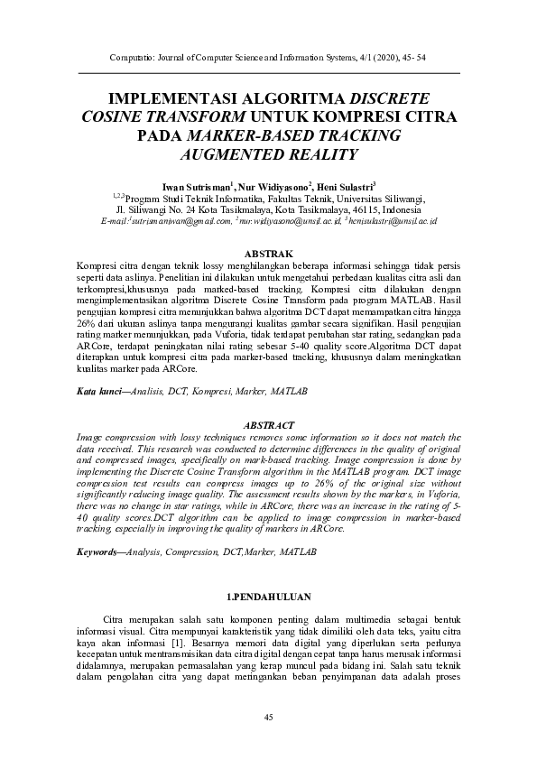 Implementasi Algoritma Discrete Cosine Transform Untuk Kompresi Citra ...