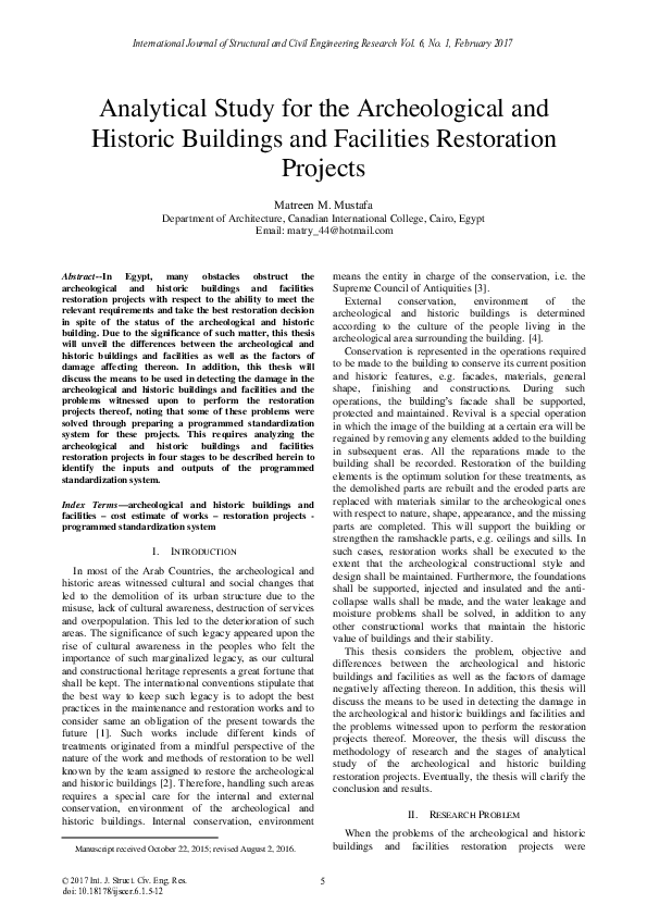 (PDF) Analytical Study for the Archeological and Historic Buildings and ...