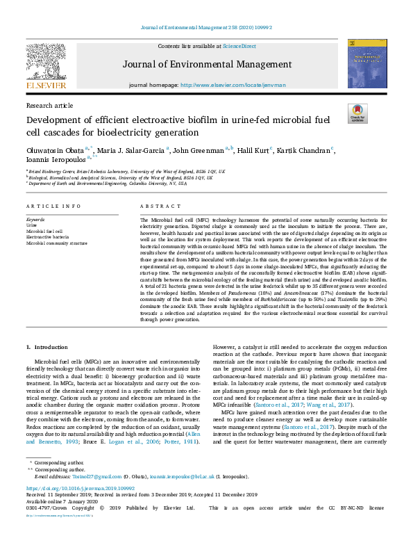 (PDF) Development of efficient electroactive biofilm in urine-fed ...