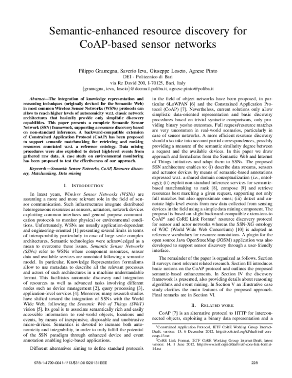 (PDF) Semantic-enhanced resource discovery for CoAP-based sensor networks