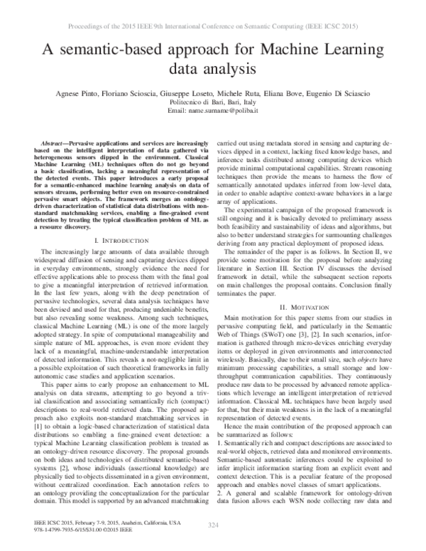 (PDF) A semantic-based approach for Machine Learning data analysis