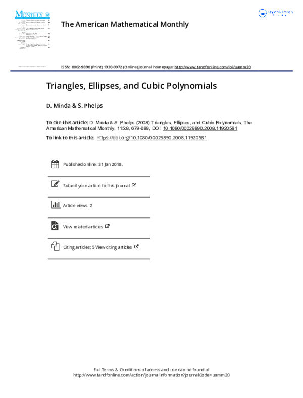 (PDF) Triangles, Ellipses, and Cubic Polynomials