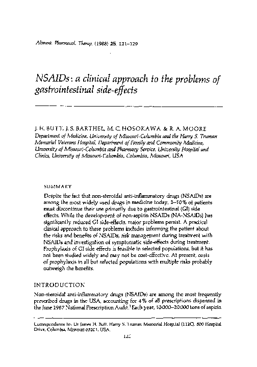 (PDF) NSAIDs: a clinical approach to the problems of gastrointestinal ...