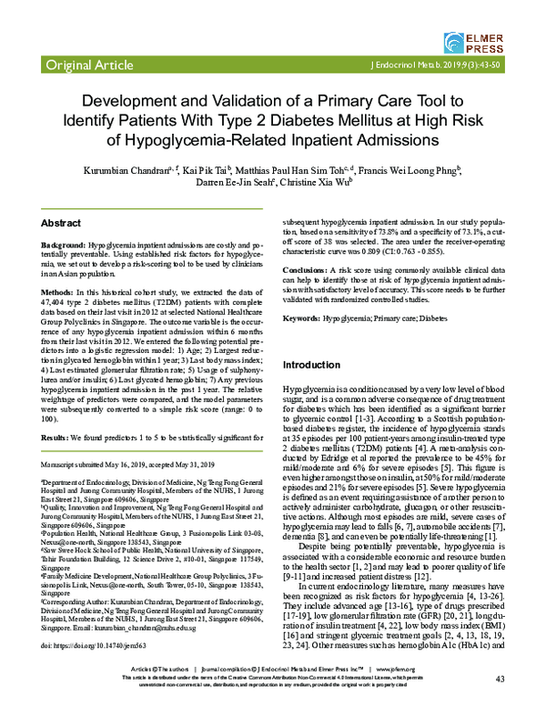 (PDF) Development and Validation of a Primary Care Tool to Identify ...