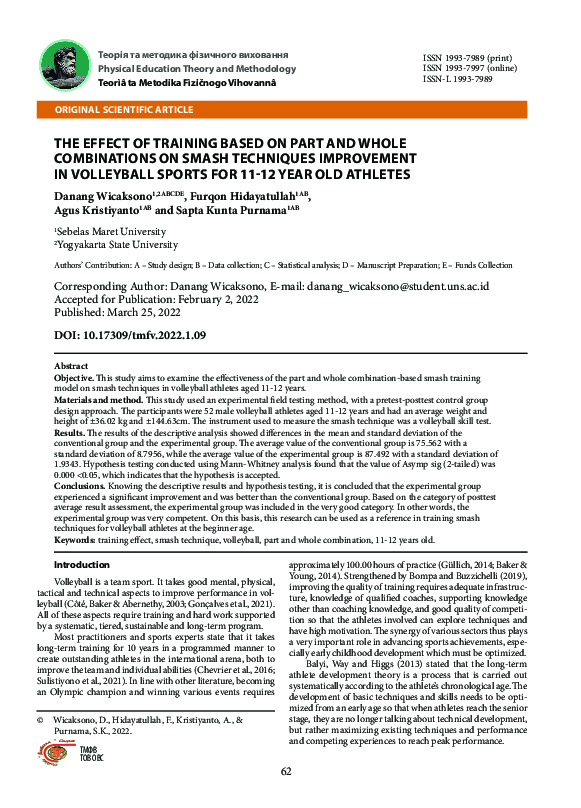 (PDF) The Effect of Training Based on Part And Whole Combinations on ...