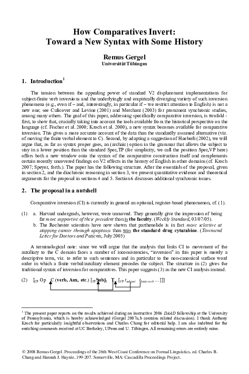 (PDF) How Comparatives Invert: Toward a New Syntax with Some History