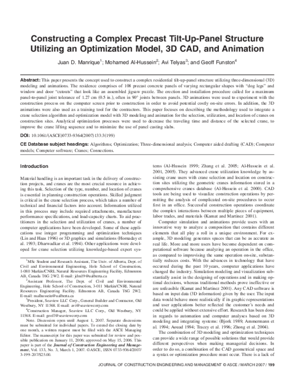 (PDF) Constructing a Complex Precast Tilt-Up-Panel Structure Utilizing an Optimization Model, 3D ...