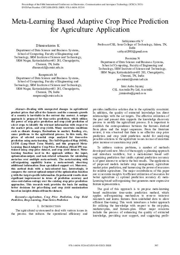 (PDF) Meta-Learning Based Adaptive Crop Price Prediction for ...