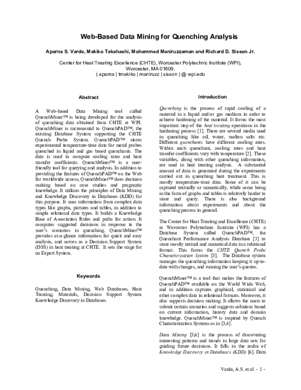 (PDF) Web-based data mining for quenching analysis