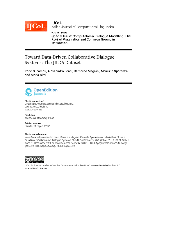 Pdf Toward Data Driven Collaborative Dialogue Systems The Jilda 4708