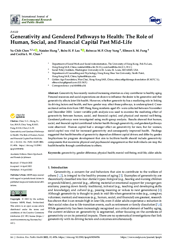 (PDF) Generativity and Gendered Pathways to Health: The Role of Human ...