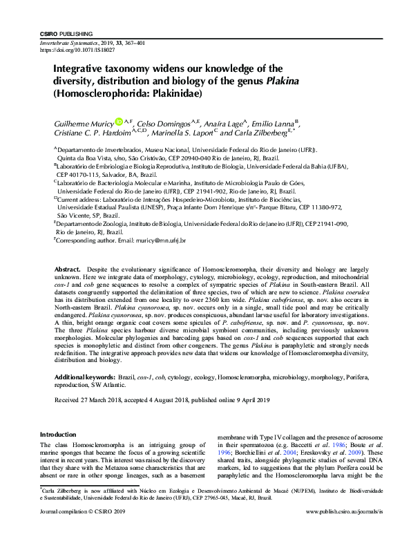 (PDF) Integrative taxonomy widens our knowledge of the diversity ...