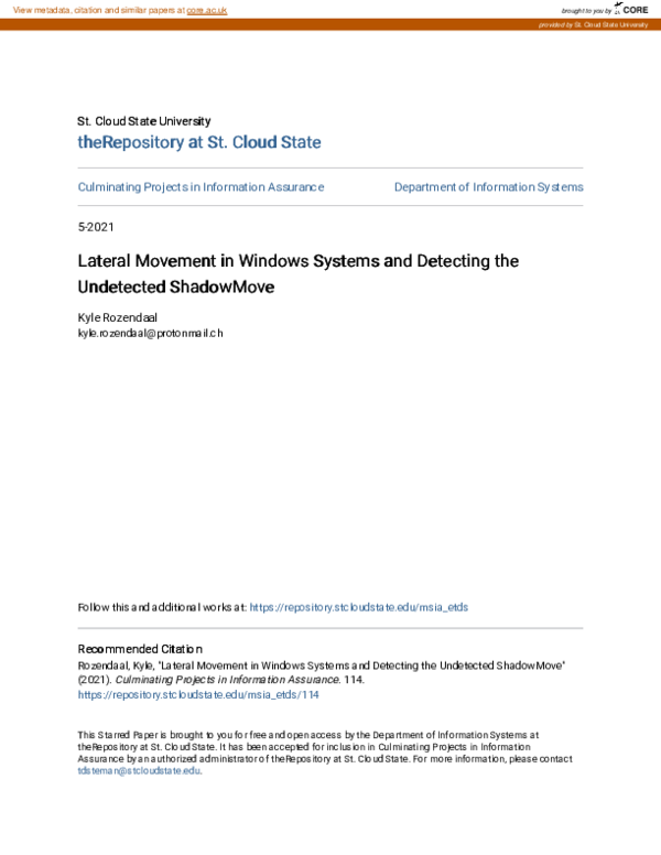 (PDF) Lateral Movement in Windows Systems and Detecting the Undetected ...
