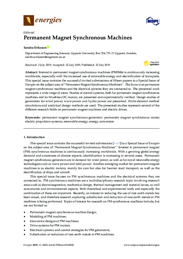 (PDF) Permanent-magnet synchronous machines