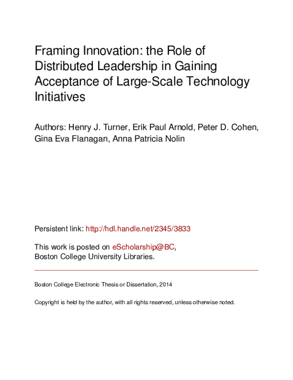 (PDF) Framing innovation: The role of distributed leadership in gaining ...