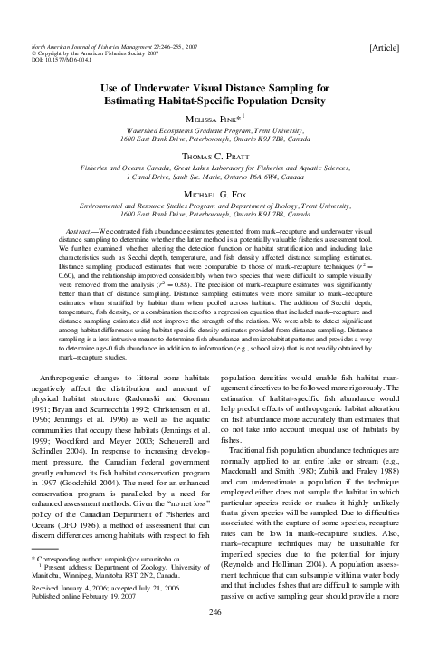 (PDF) Use of Underwater Visual Distance Sampling for Estimating Habitat ...