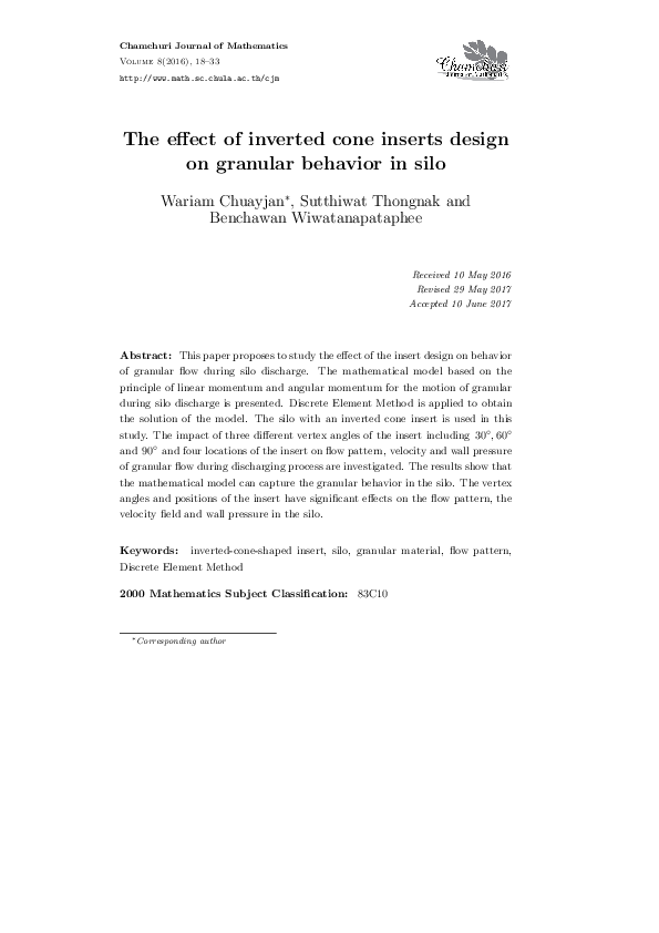 (PDF) The effect of inverted cone inserts design on granular behavior ...