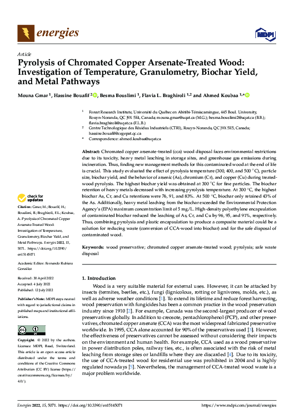 (PDF) Pyrolysis of Chromated Copper Arsenate-Treated Wood ...