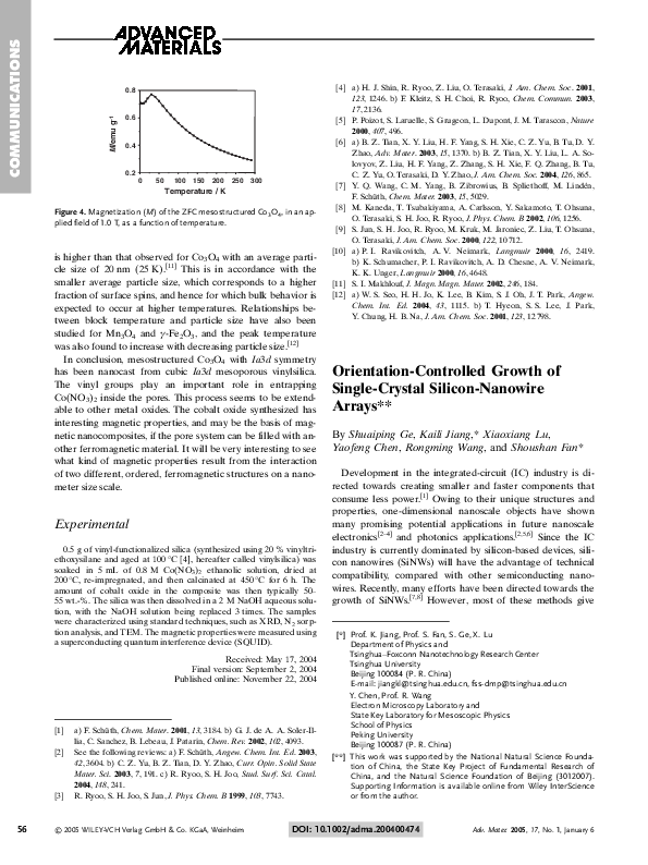 (PDF) Orientation-Controlled Growth of Single-Crystal Silicon-Nanowire ...