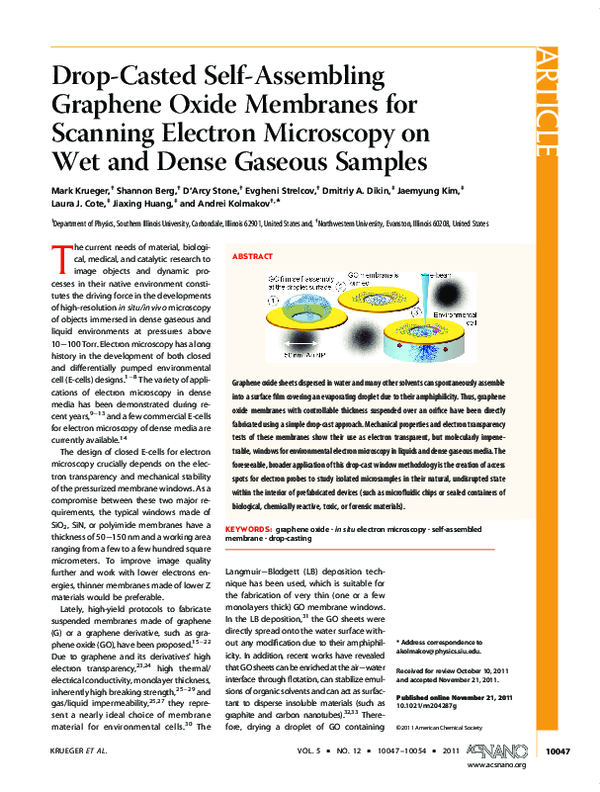(PDF) Drop-Casted Self-Assembling Graphene Oxide Membranes for Scanning ...