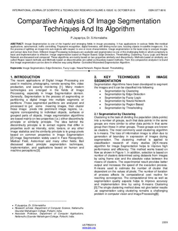 (PDF) Comparative Analysis of Image Segmentation Techniques